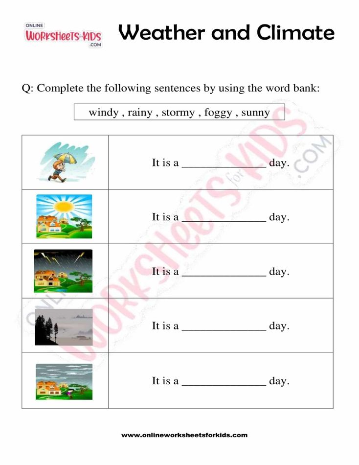 Weather Worksheets For 1st Graders Free Printable Reading