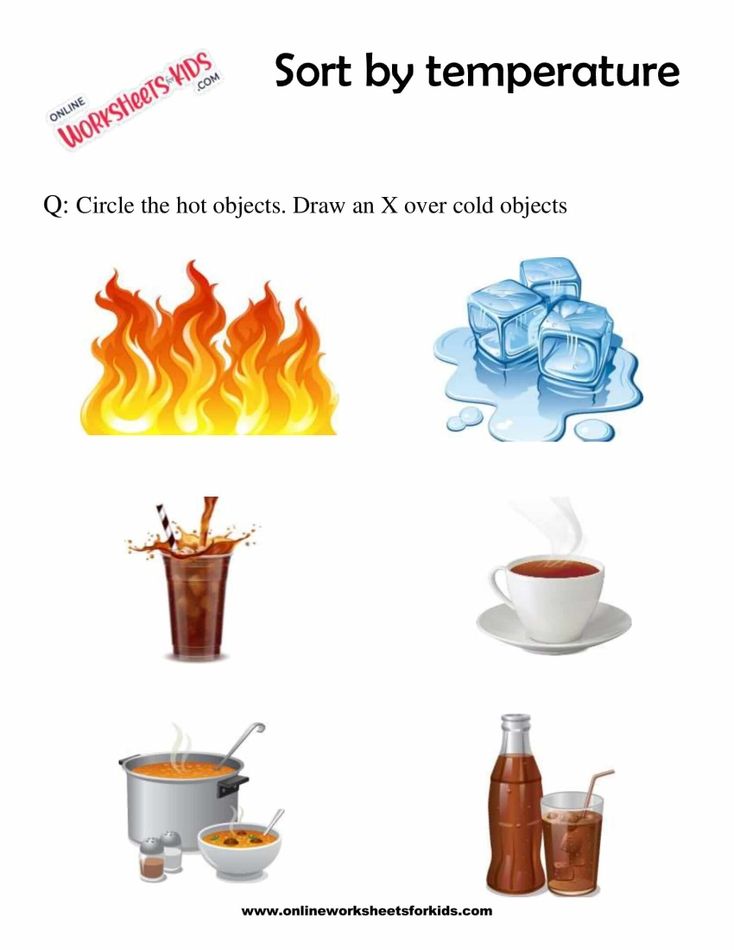 Hot And Cold Objects Worksheets Sort By Properties 7