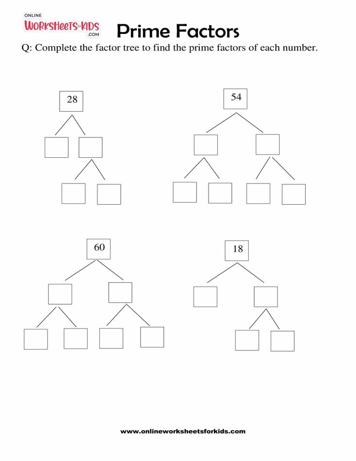 Prime Factorization Worksheets Factor Trees