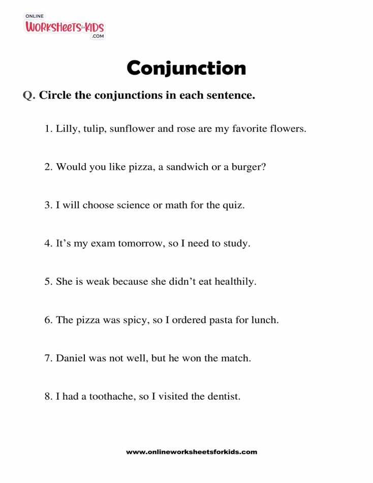 Free Printable Conjunction Worksheets For Grade 3 Conjunctions