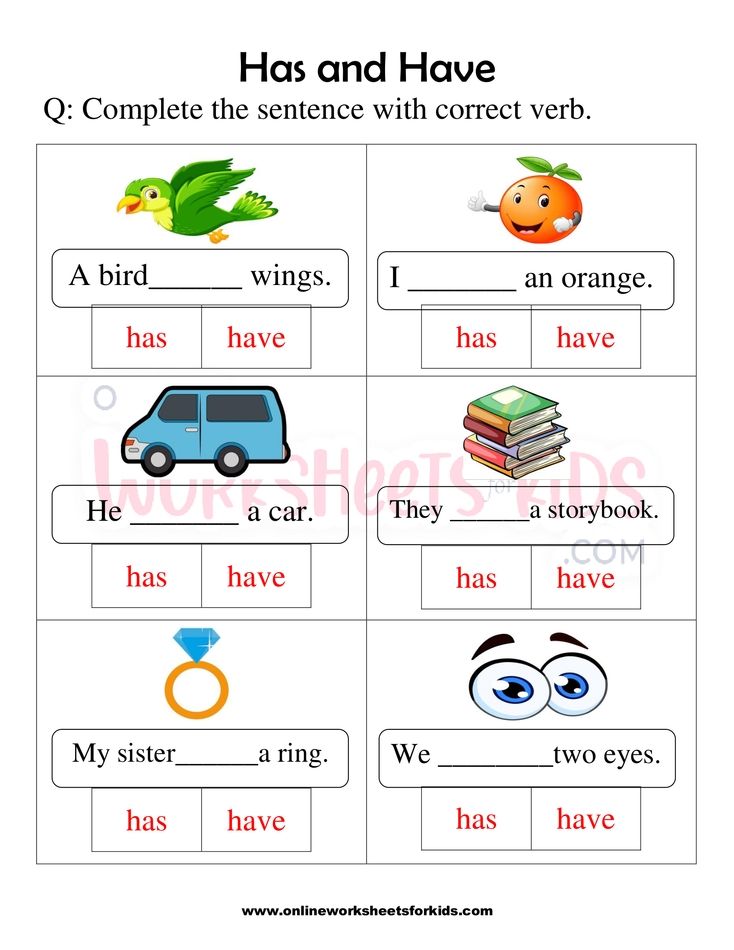 Free Has and Have Worksheets for Grade 1
