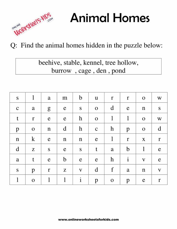 8 Best Images Of Animal Homes Worksheet Kindergarten