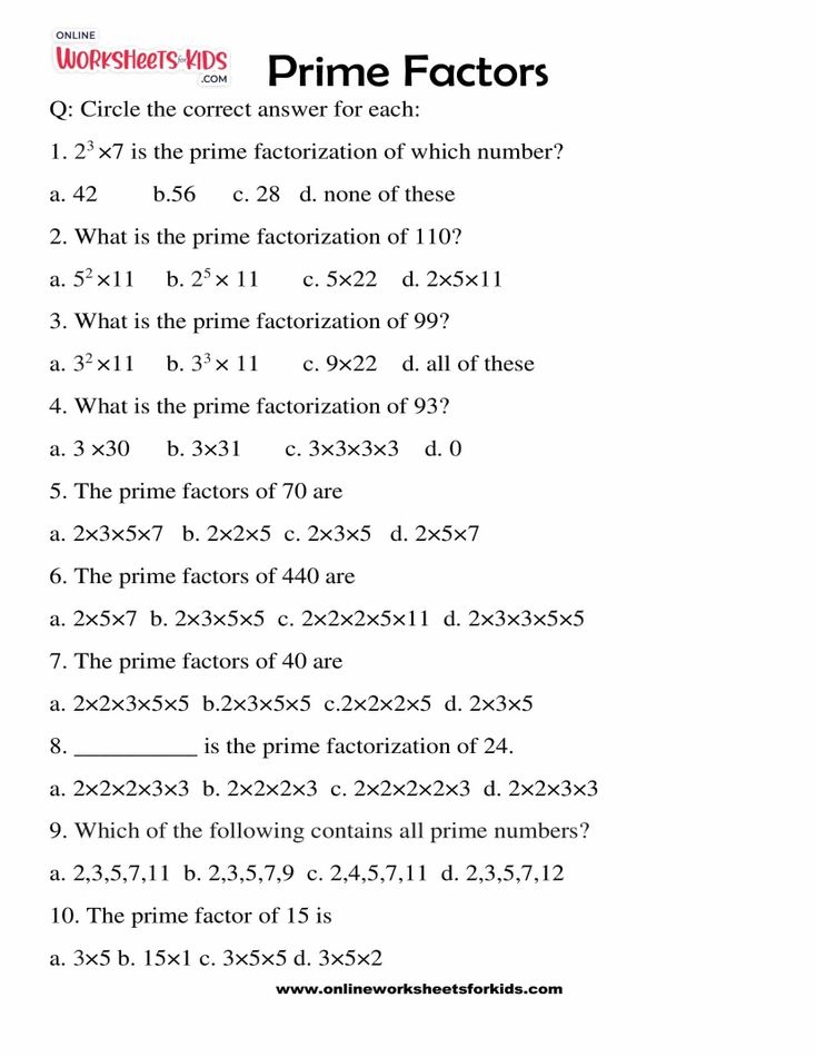 Worksheets Prime Factorization 429484 | Prime Factorization | Kristy