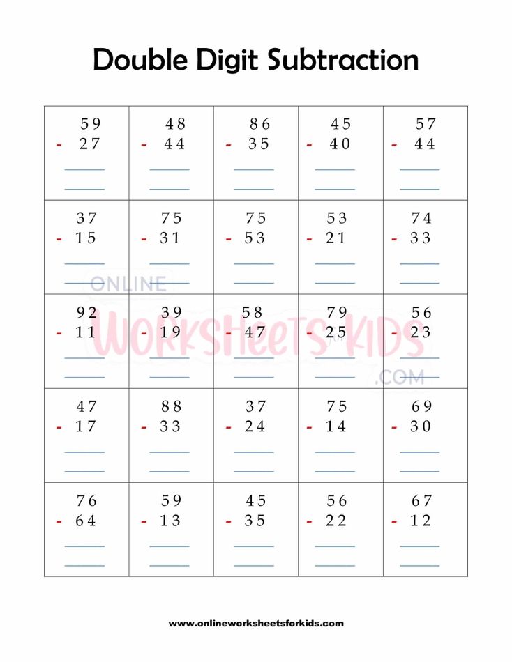 Subtraction Worksheets Regrouping Double Double Digit Addition And