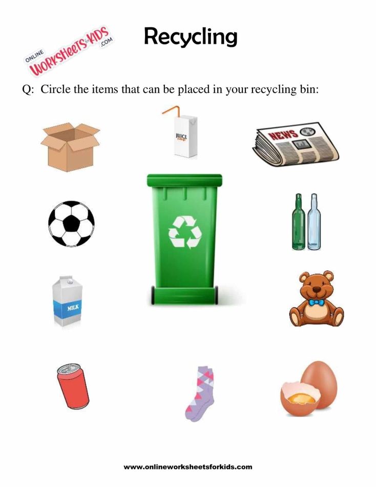 Recycling Worksheets For Kindergarten First Grade Writing Center