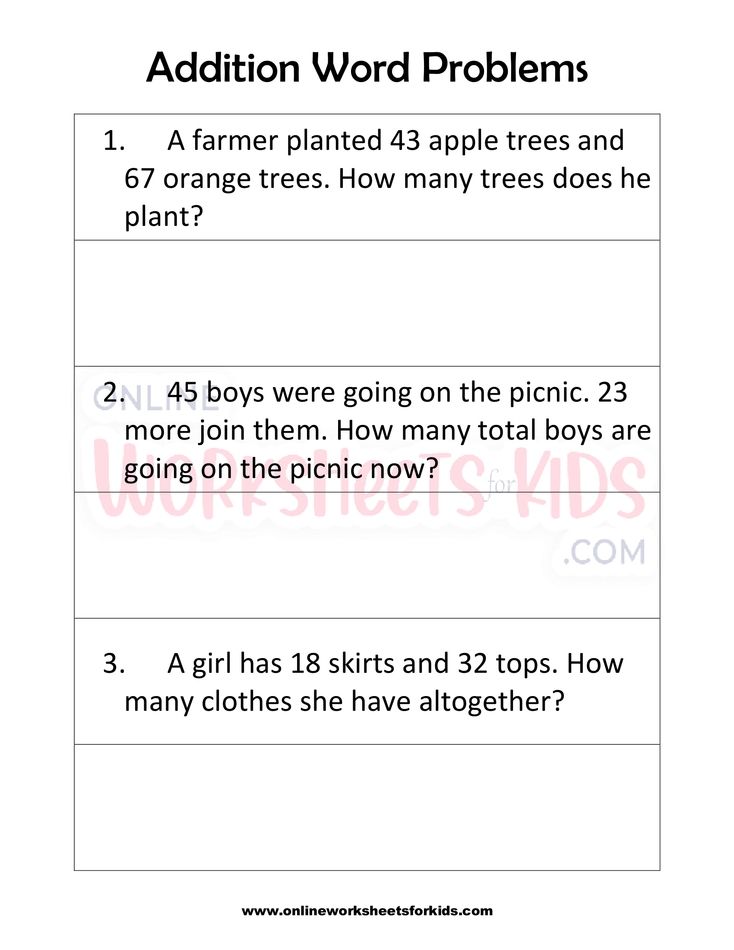 Addition Word Problems Online Activity For Grade 1
