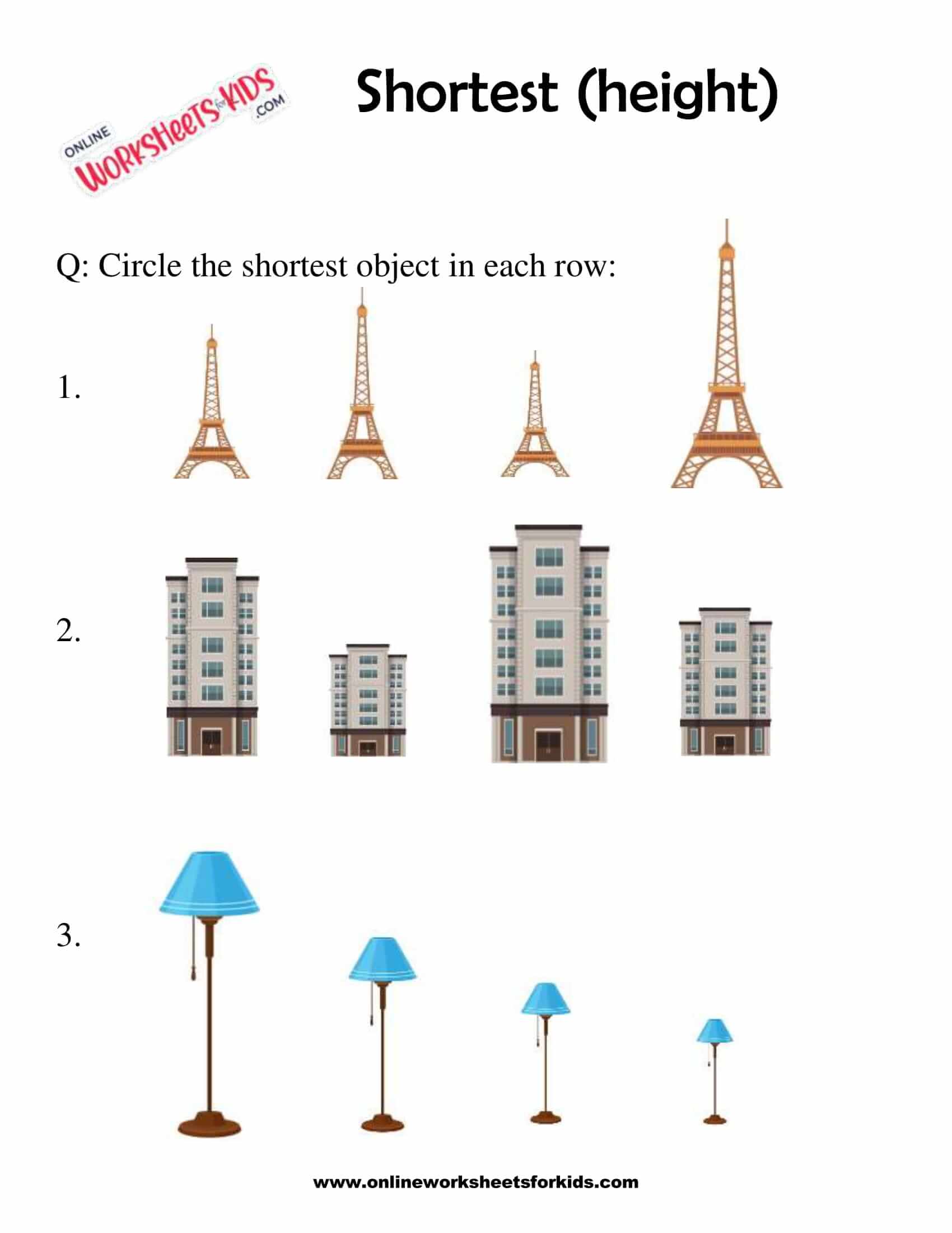 First Grade Tallest And Shortest Worksheets Printable