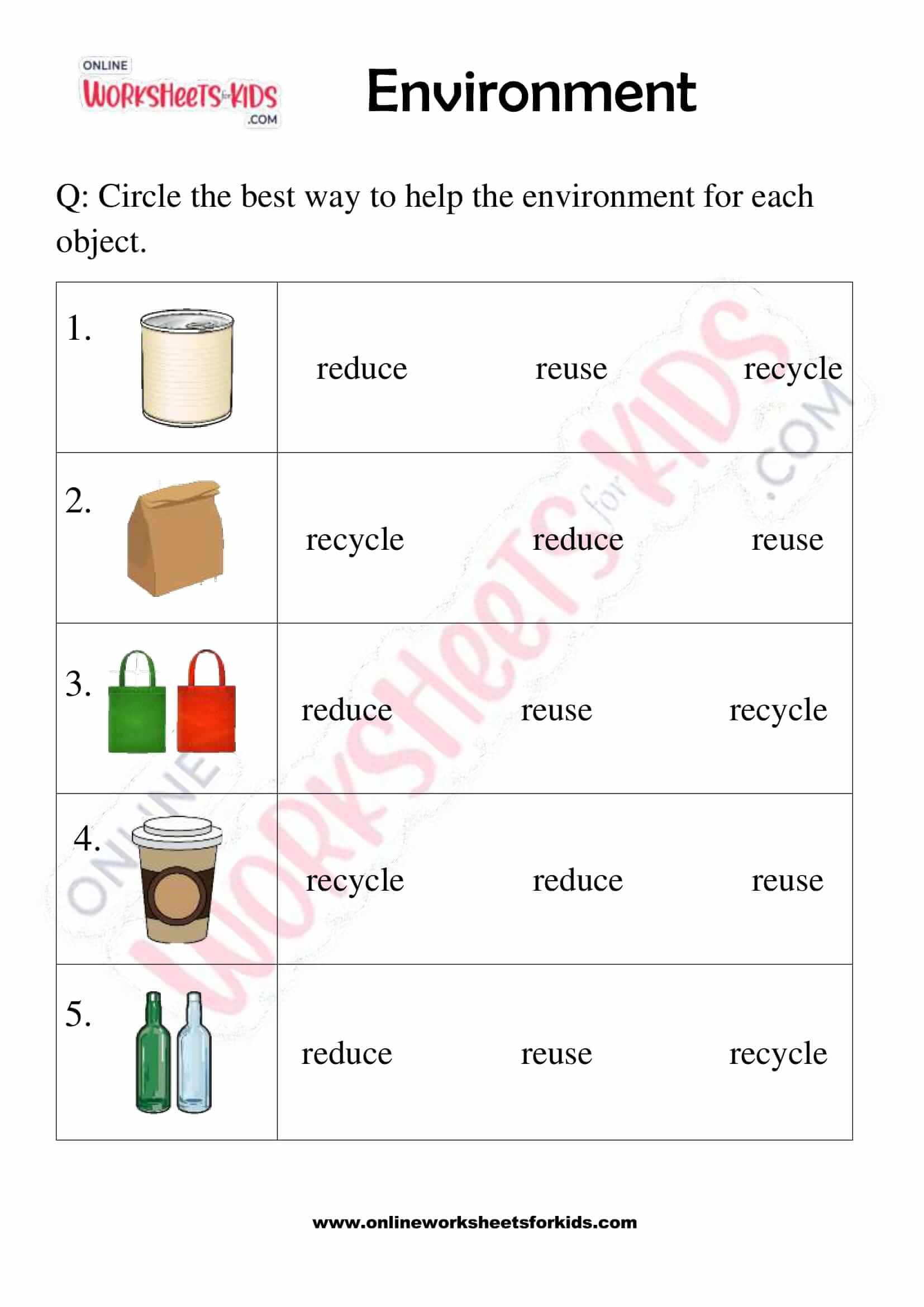 Environment Worksheets