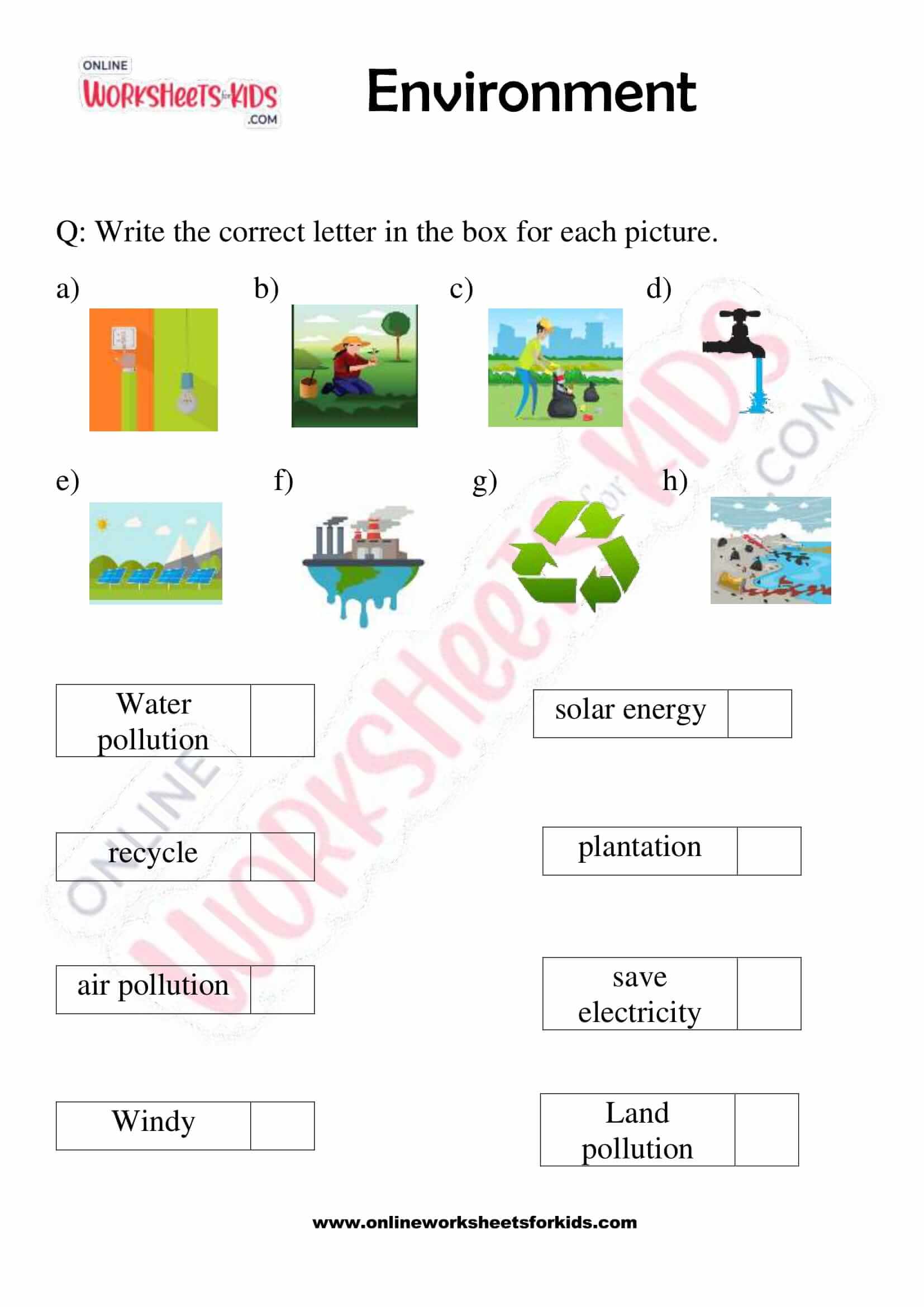 Air Pollution For Kids Worksheets