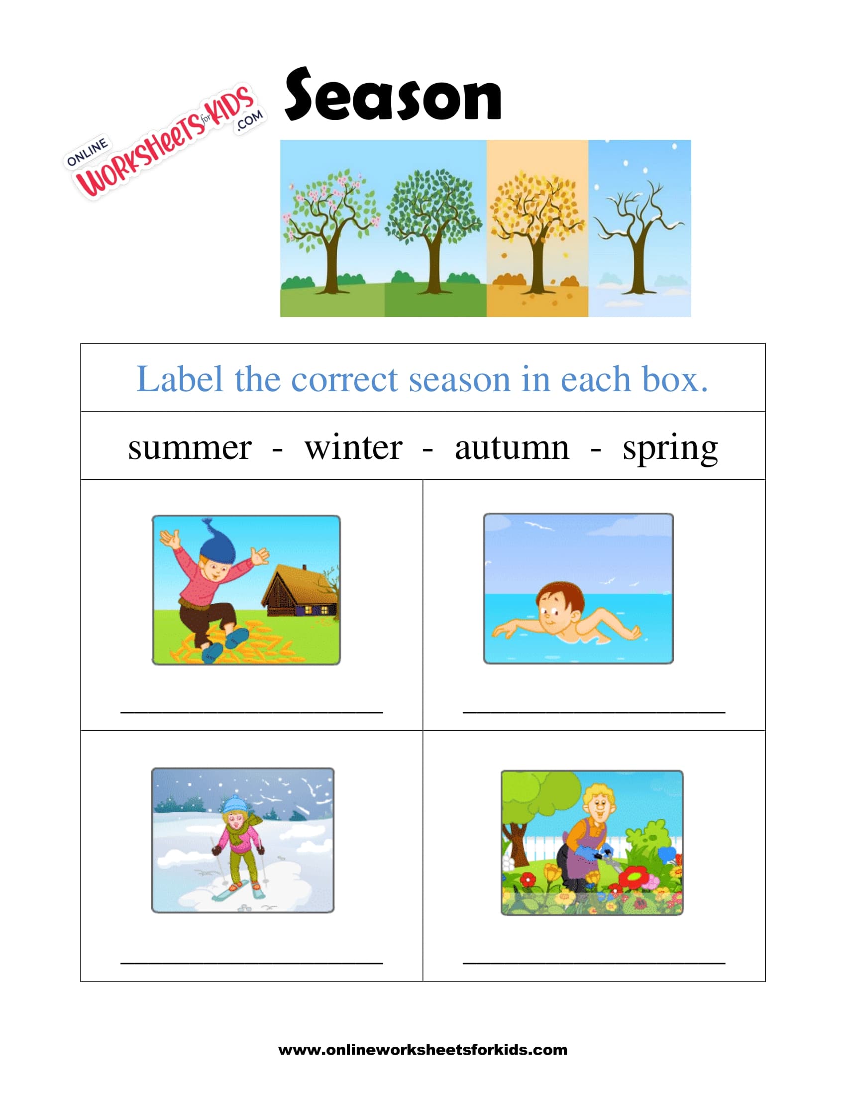 Seasons Of The Year For Kids Worksheets