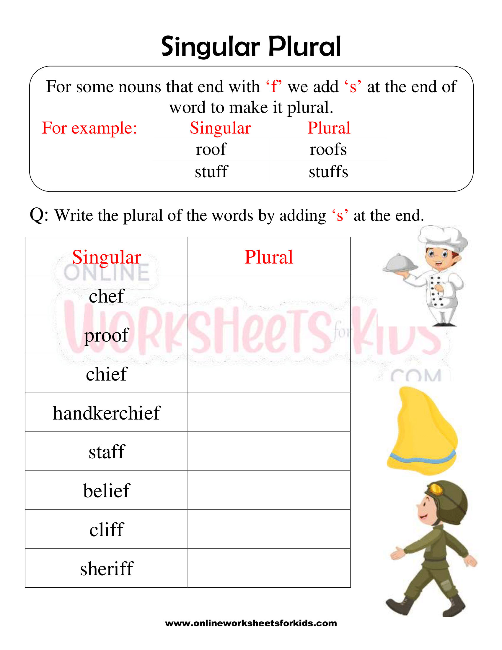 Plurals Worksheets For First Grade Singular And Plural Nouns