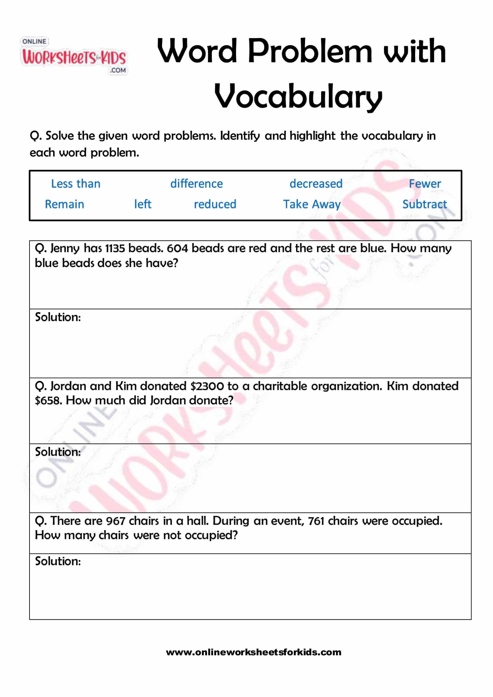 Vocabulary Practice Worksheets