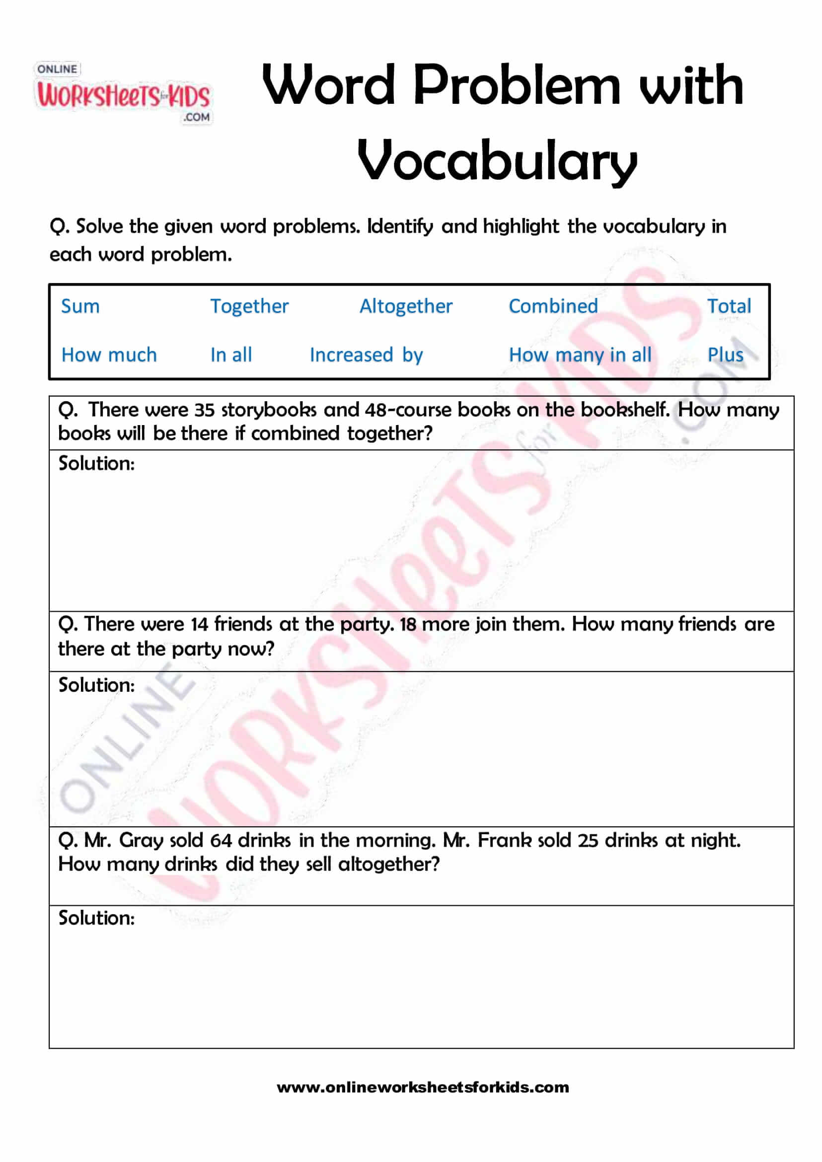 Vocabulary Practice Worksheets
